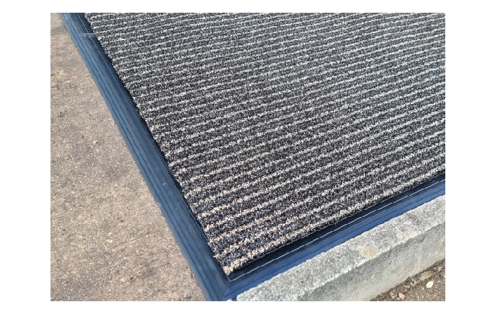 Brown Stripe Outdoor Scraper Mat with Rubber Edge | Grimeford Mill