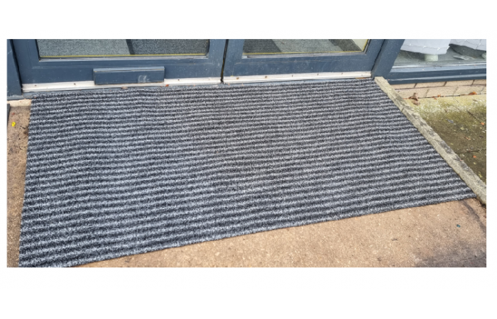 Grey/Black Stripe Outdoor Matting | Grimeford Mill
